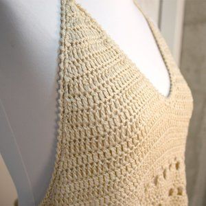 Cotton Candy | Tops | Crochet Halter Tie Back Crop Top With Fringe ...